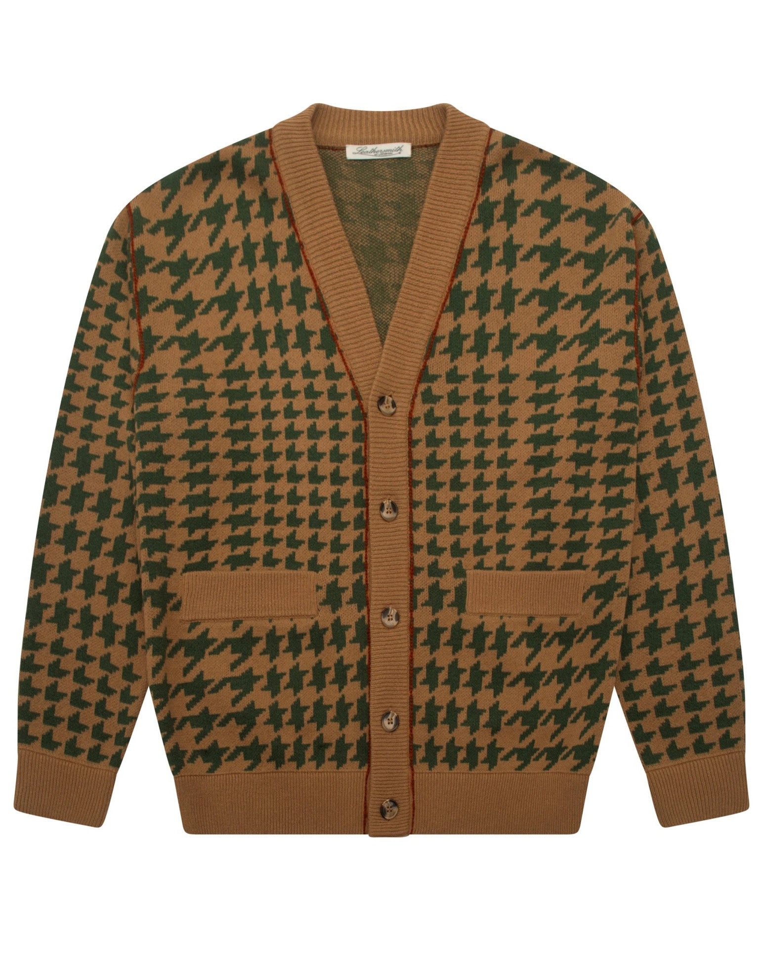 CASEY HOUNDSTOOTH CARDIGAN - BEIGE KHAKI – The Place London